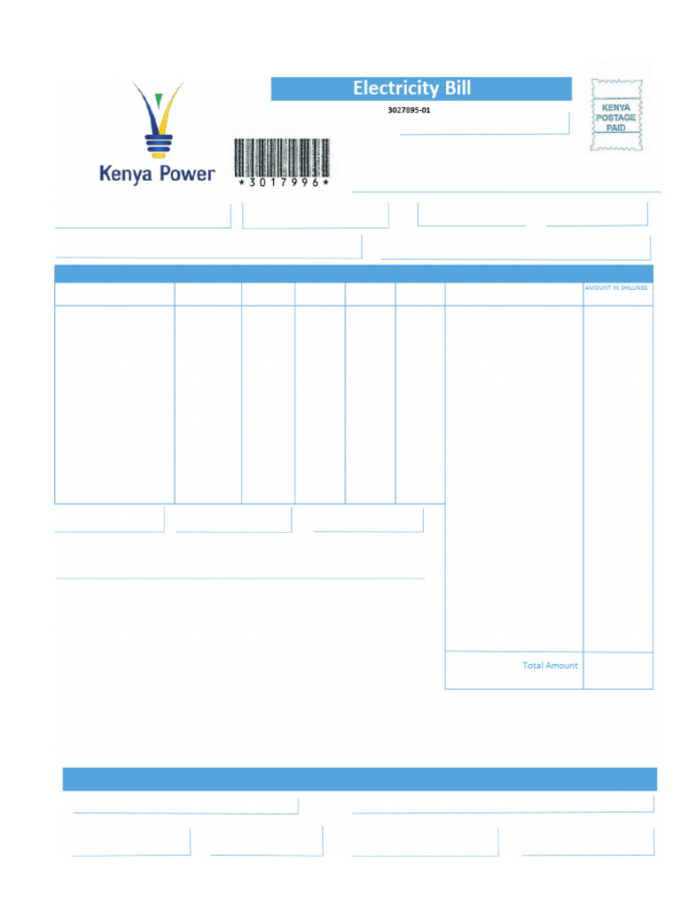Utility Bills Kenya Kenya Power Electricity Bill | PDF | Cheque ...