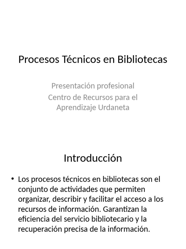 Procesos Tecnicos En Bibliotecas Pdf Ciencias De La Información