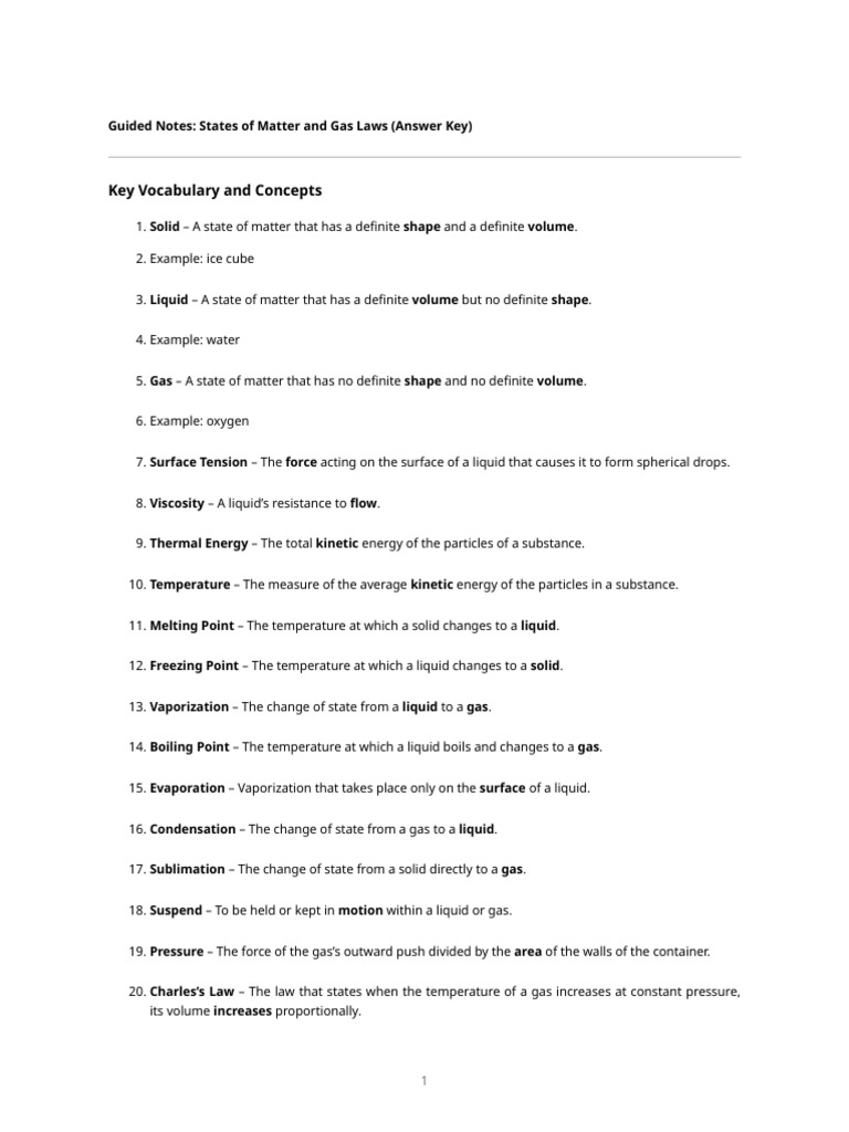 States of Matter Notes | PDF | Gases | Liquids
