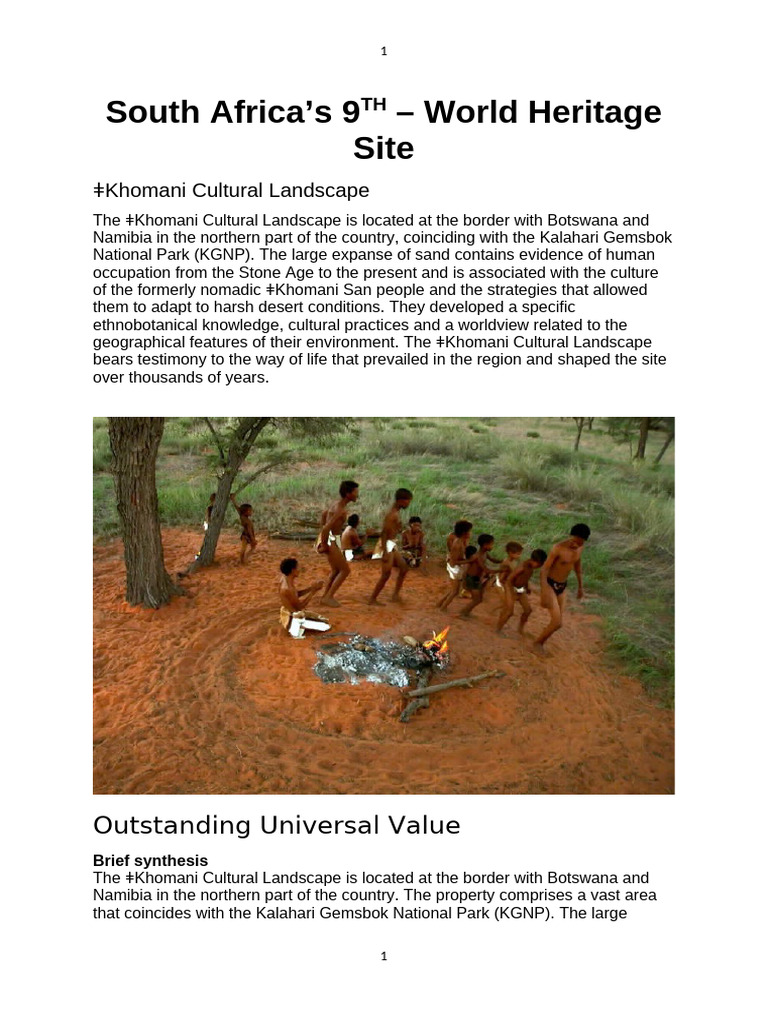 ǂKhomani Cultural Landscape Overview | PDF
