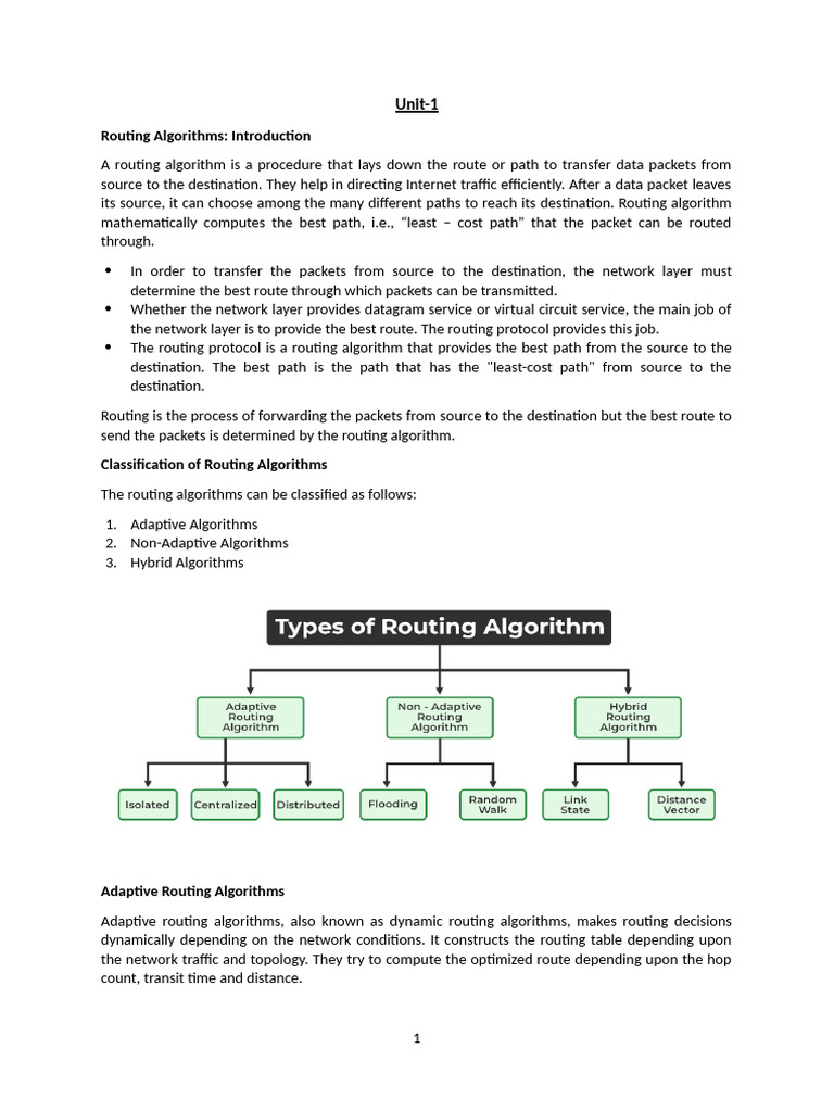 Notes - Unit 1 | PDF | Routing | Computer Network