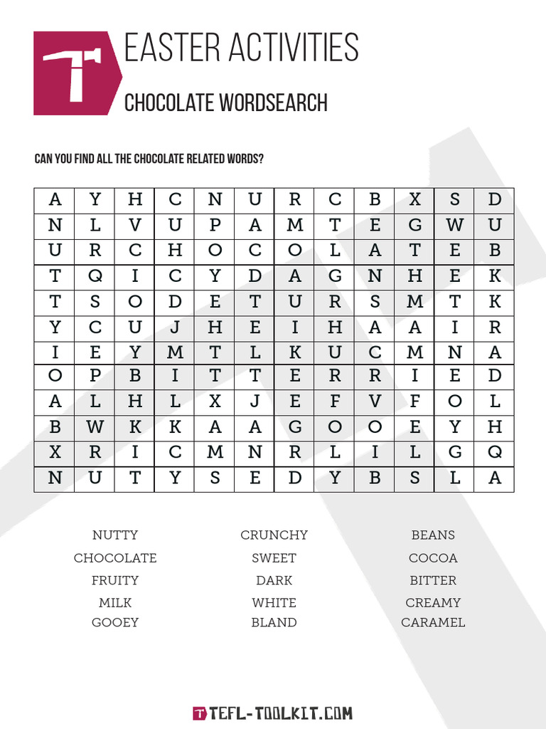 TEFL Easter Chocolate Activities | PDF | Chocolate | Theobroma