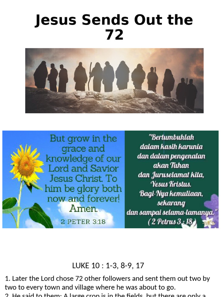 Jesus Sends Out The 72 | PDF