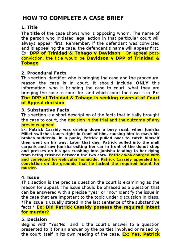 Criminal Law Procedure - How To Do A Case Brief | PDF | Reason | Justice