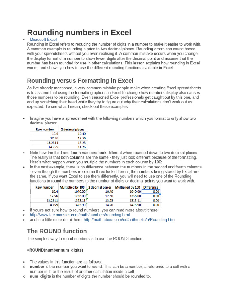 1.4 Rounding Numbers in Excel | PDF | Microsoft Excel | Numbers