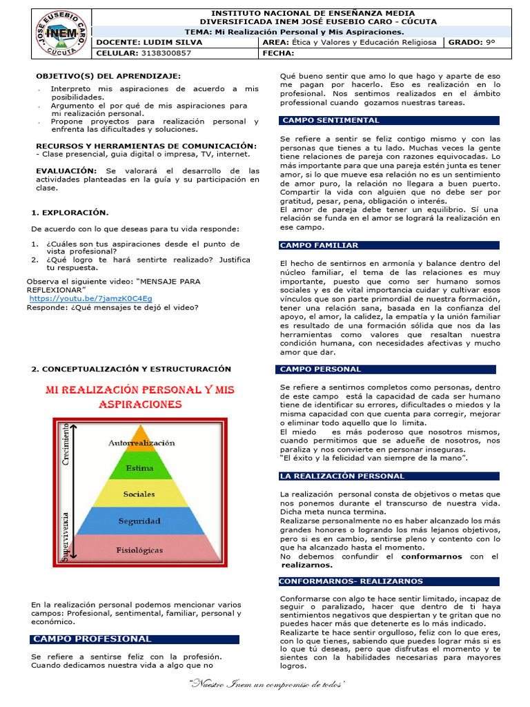 Realizacion Personal y Aspiraciones | PDF | Amor | Felicidad
