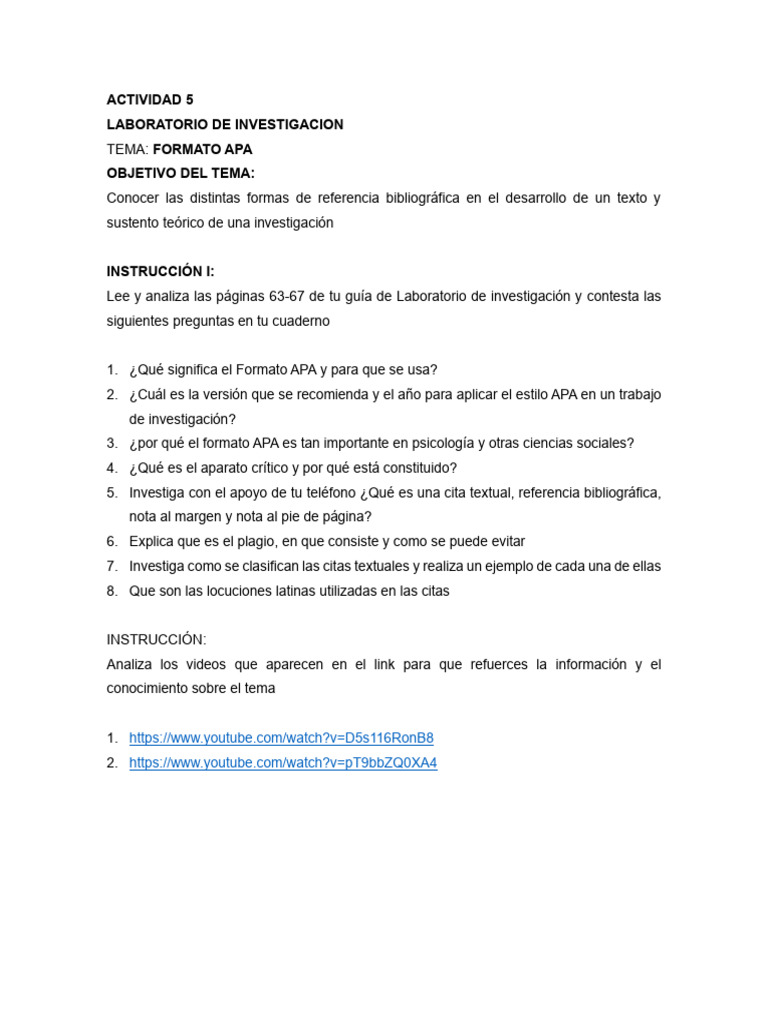 Actividad 5 Formato Apa | PDF