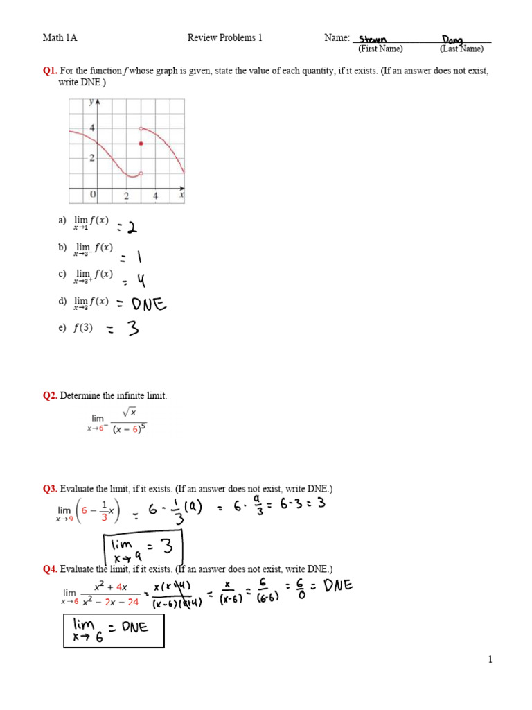 Math 1A Group Work 1 | PDF