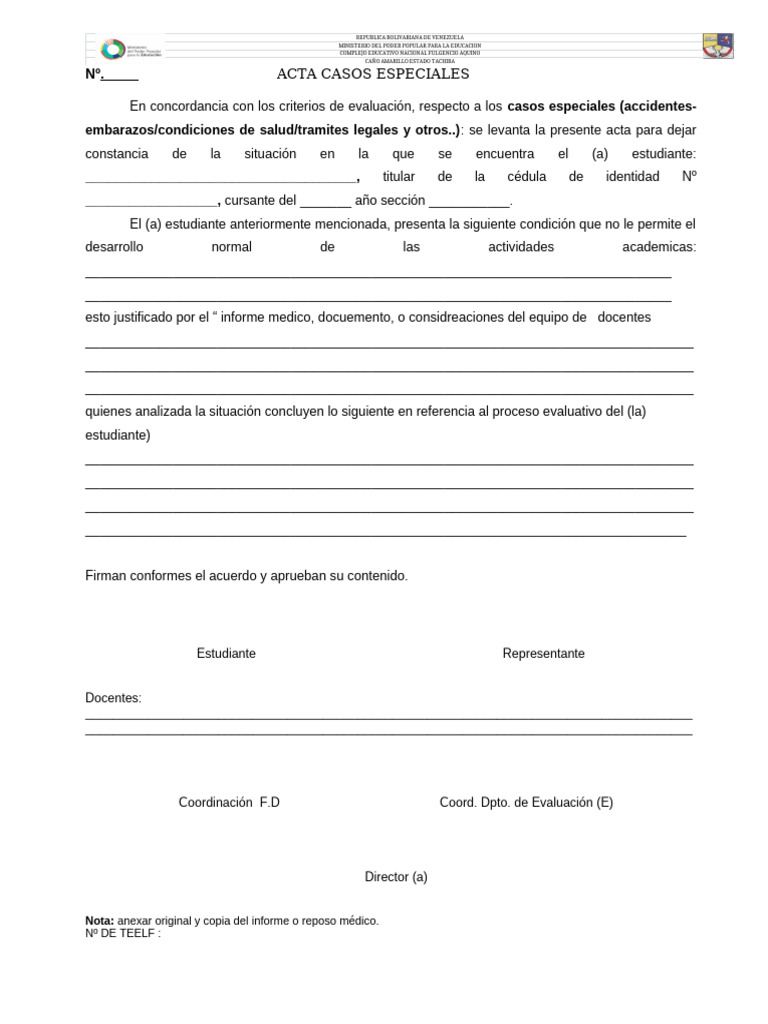 casos especiales estudiantes reposos | PDF