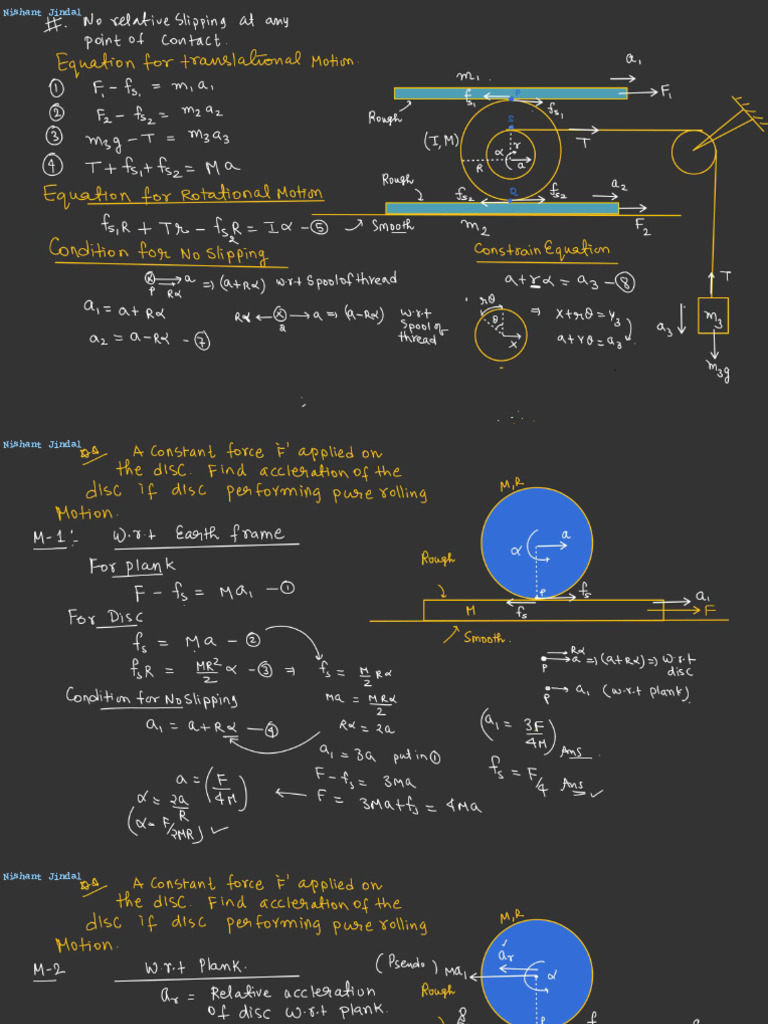 Rotational Dynamics L-19 (Class Notes) NJ - 247 | PDF