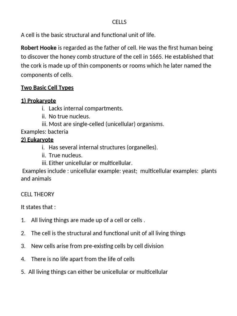 Yr 7 -Cells and Specialisation of Cells | PDF | Cell (Biology) | Organelle