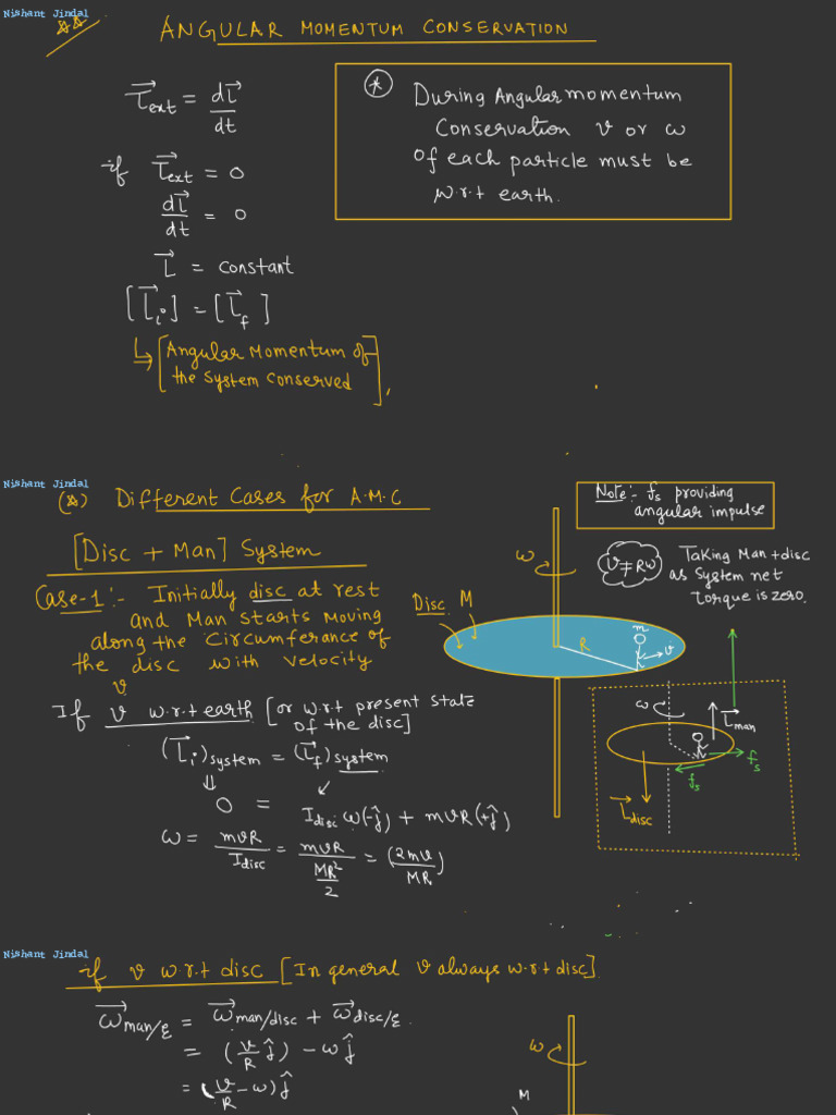 Rotational Dynamics L-10 (Class Notes) NJ - 247 | PDF