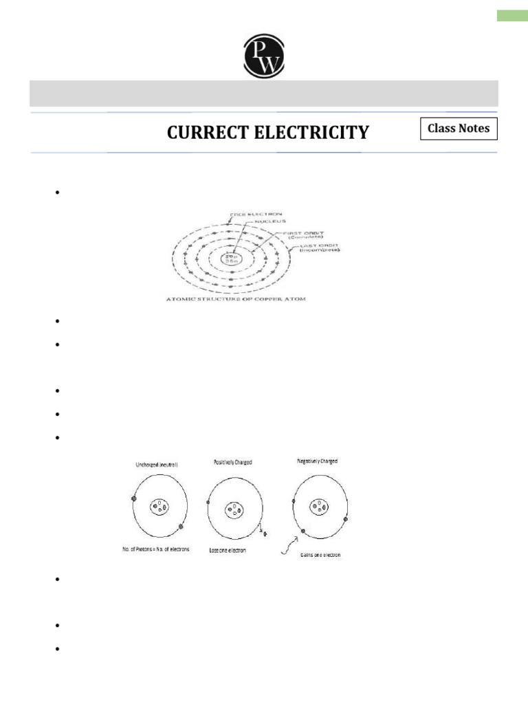 Electricity - Short Notes Physics | PDF | Electric Charge | Electron