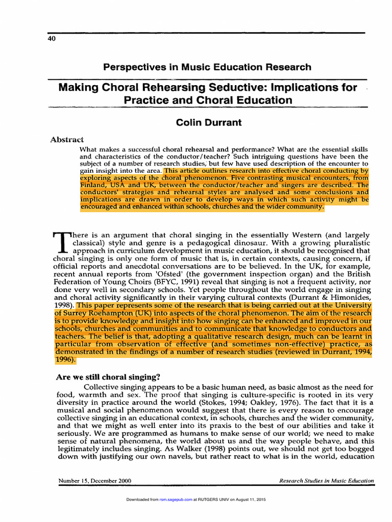 Enhancing Choral Rehearsal Practices | PDF | Conducting | Choir