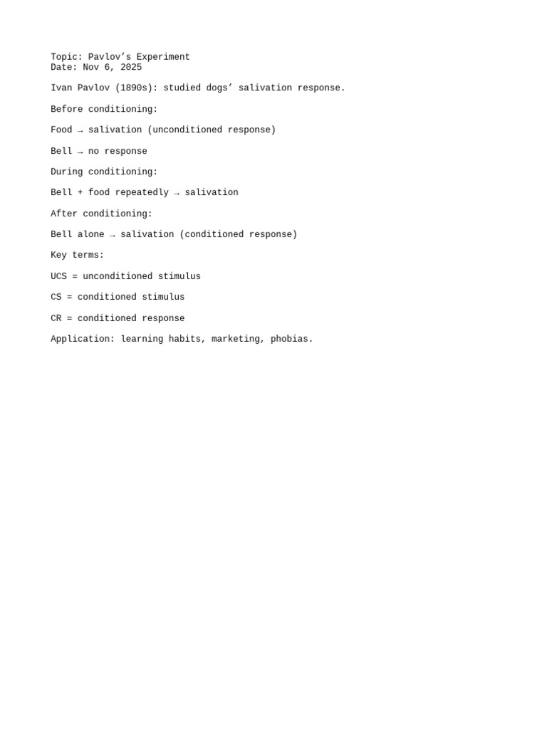 Psychology - Classical Conditioning | PDF