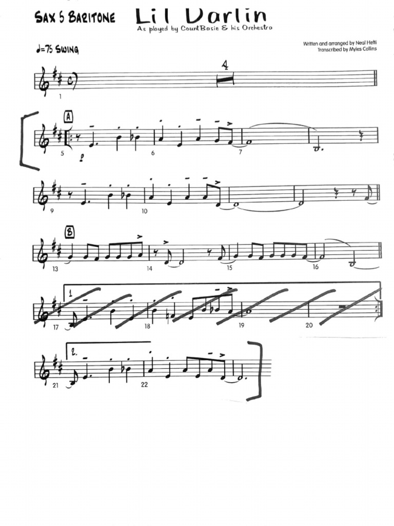 Count Basie Sax 5 Baritone Arrangement | PDF