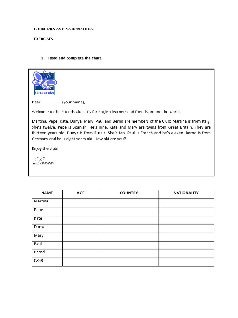 Countries and Nationalities Exercises and Key | PDF | Linguistics ...