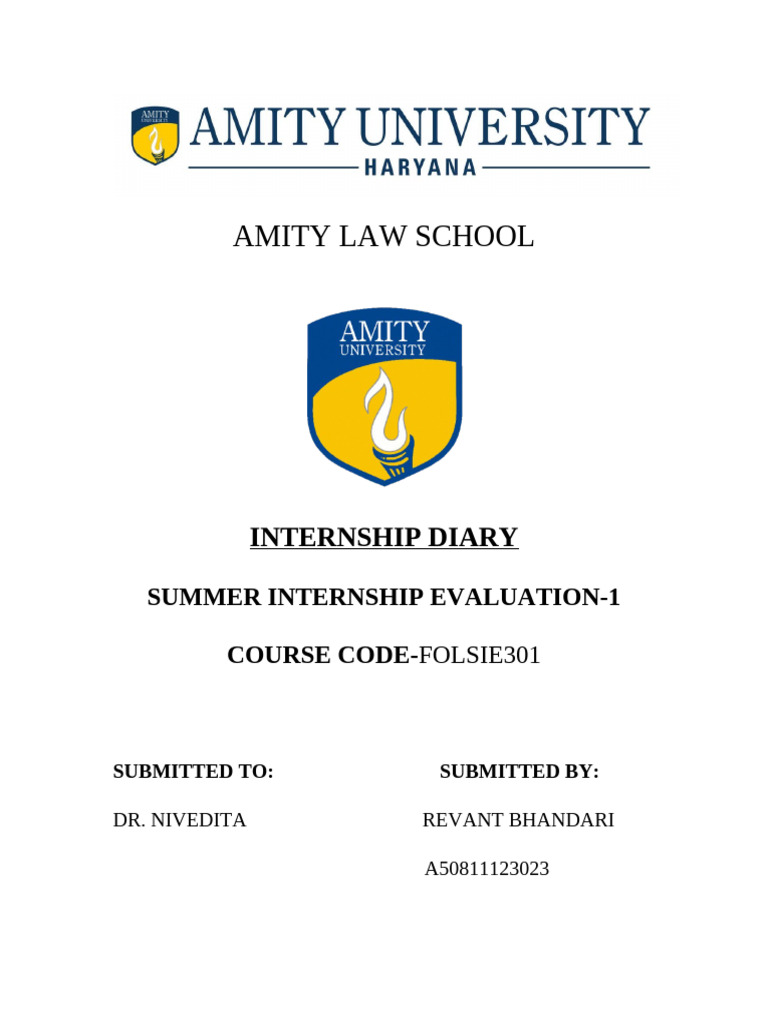 Internship Diary by Revant Bhandari Copy Copy-1 | PDF | Bankruptcy | Witness