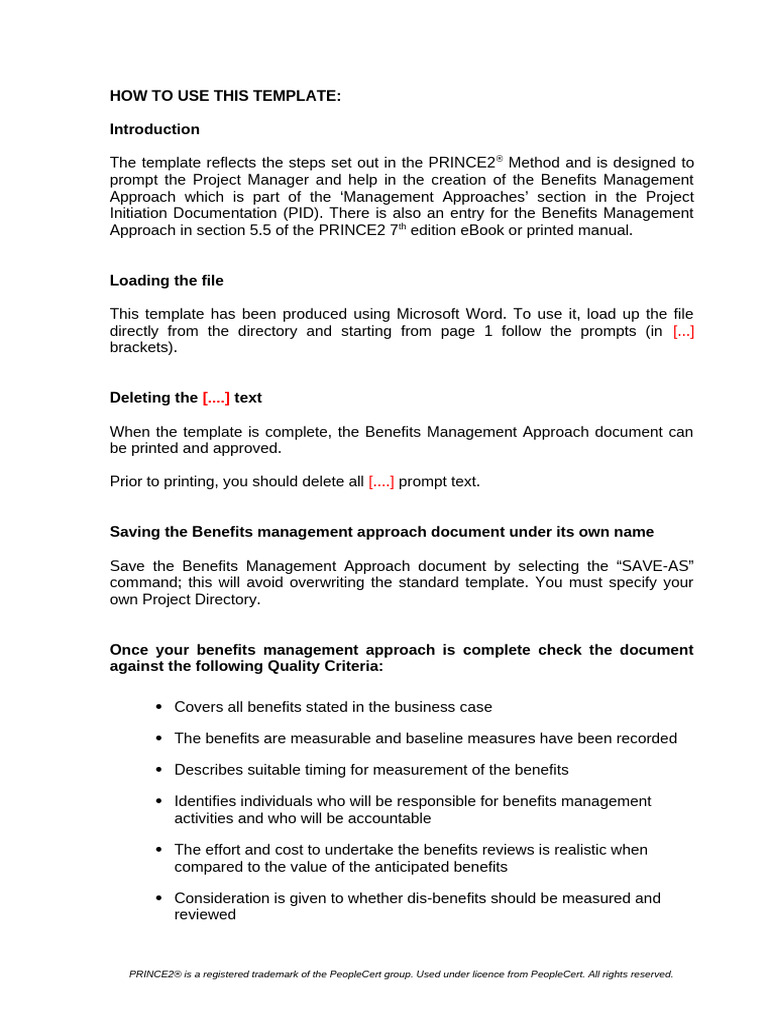 PRINCE2 Benefits Management Template | PDF | Computer File | Computing