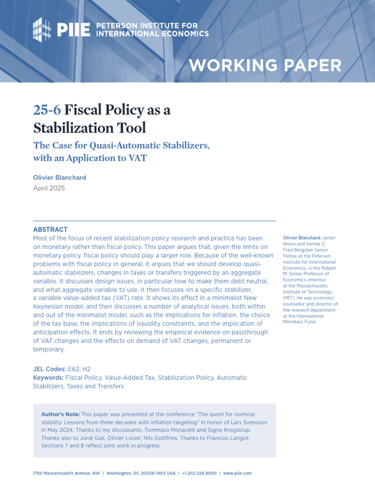 Quasi-Automatic Stabilizers in Fiscal Policy | PDF | Fiscal Policy ...