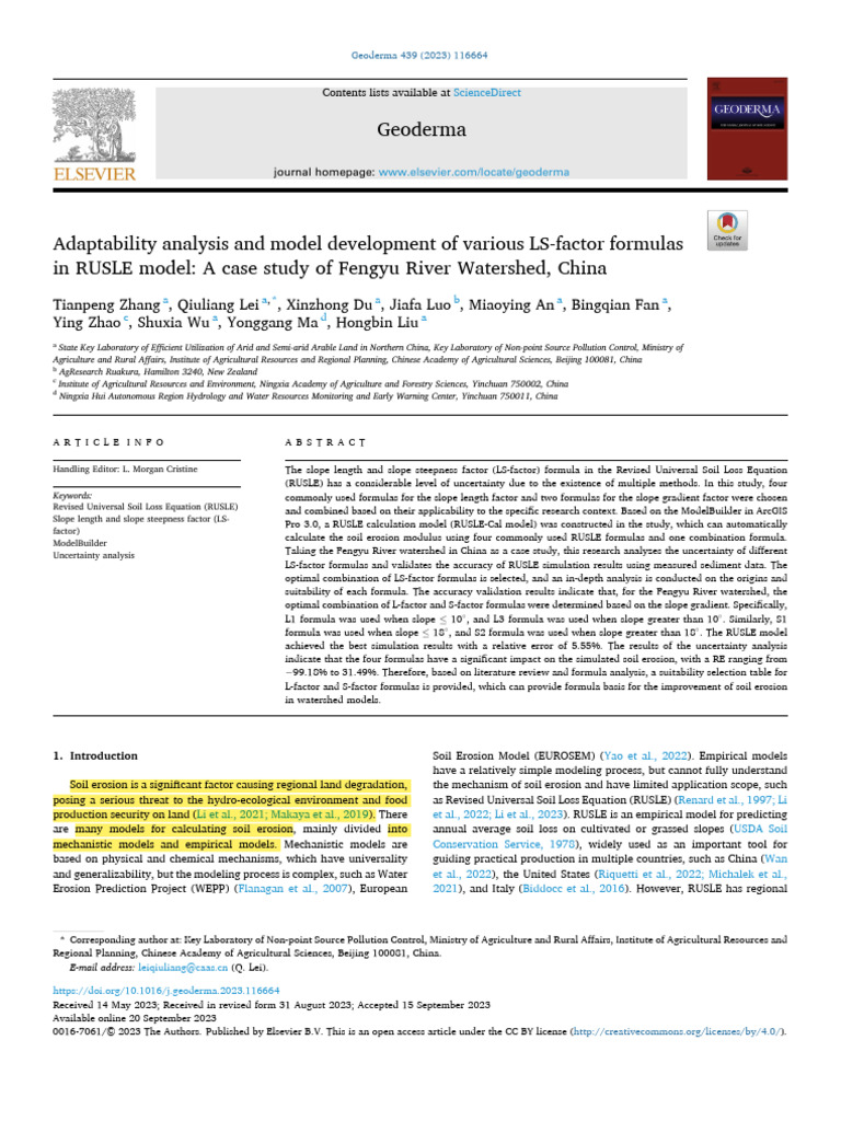 LS-Factor Formula Analysis in RUSLE Model | PDF | Erosion | Surface Runoff
