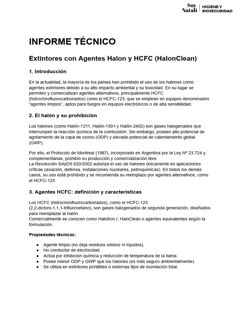 Uso de Extintores Halon y HCFC-123 | PDF