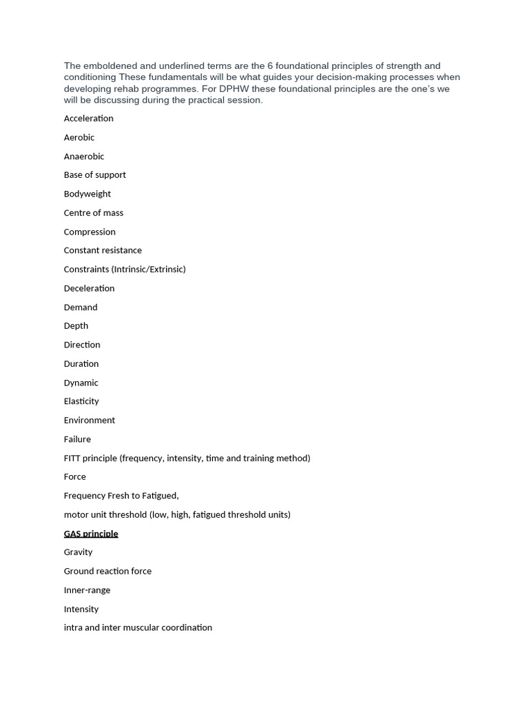 Foundational Principles of Strength Training | PDF