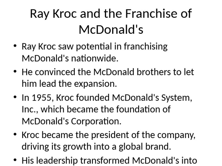 Ray Kroc McDonalds Franchise | PDF