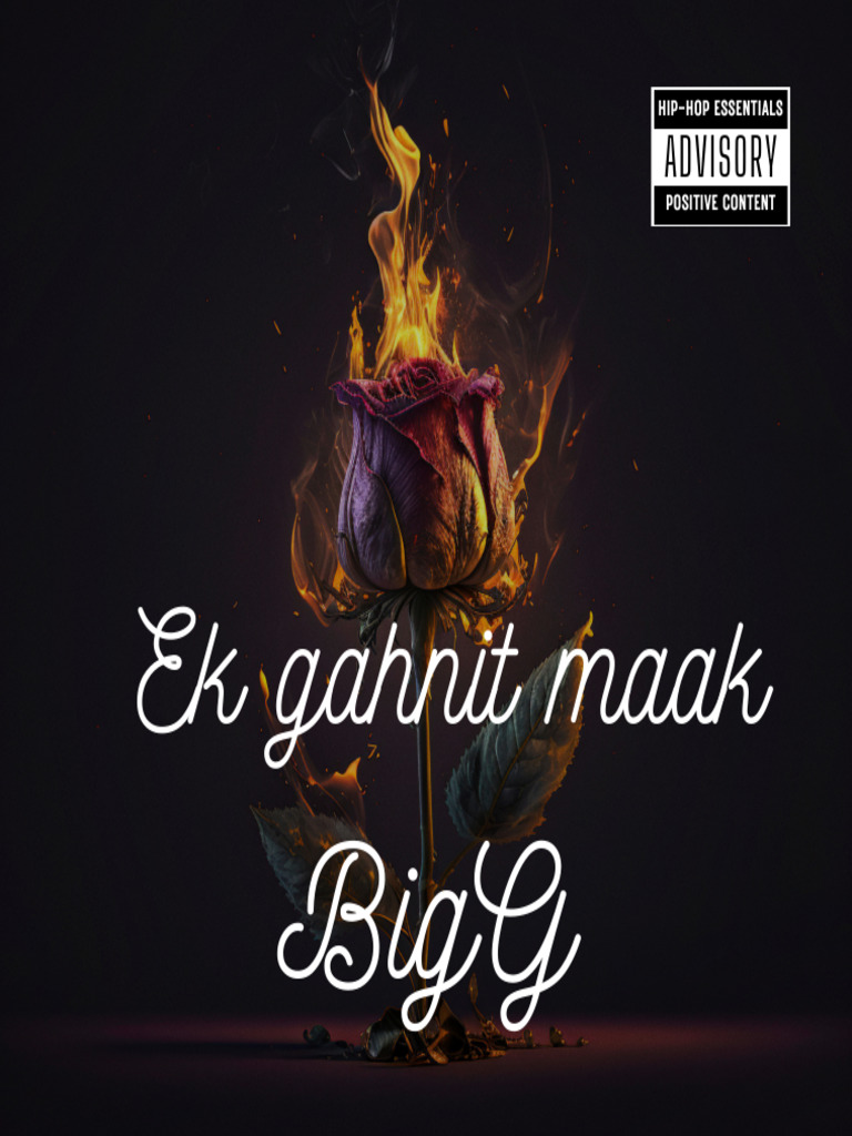 Black Minimalist Photocentric Rose On Fire Hip-Hop Album Cover ...