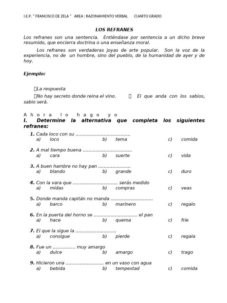 Clase 50-51-53 - Los Refranes | PDF