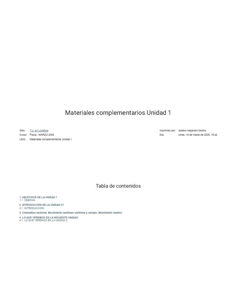 Materiales Complementarios Unidad 1 - Fisica | PDF