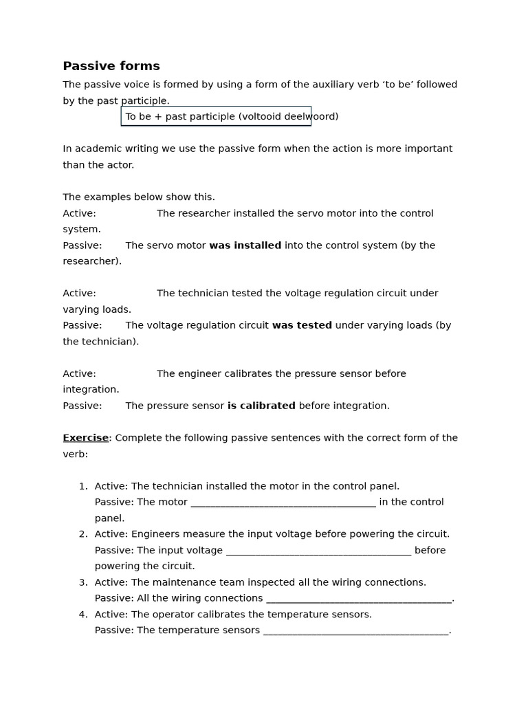 Passive forms | PDF | Lean Manufacturing | Electricity