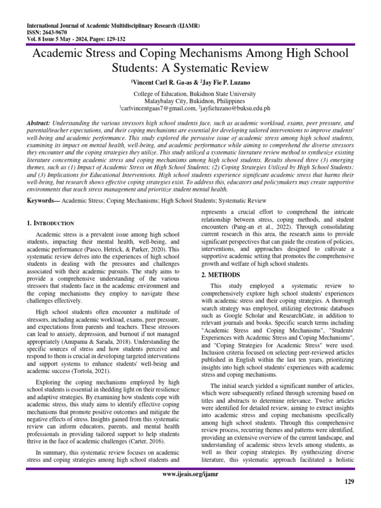 Academic Stress in High School Students | PDF | Mental Health | Stress ...