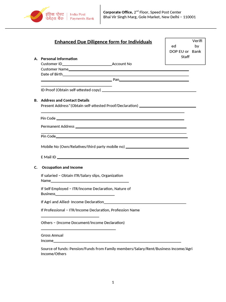 Enhanced Due Diligence Form for Individuals | PDF | Personal ...