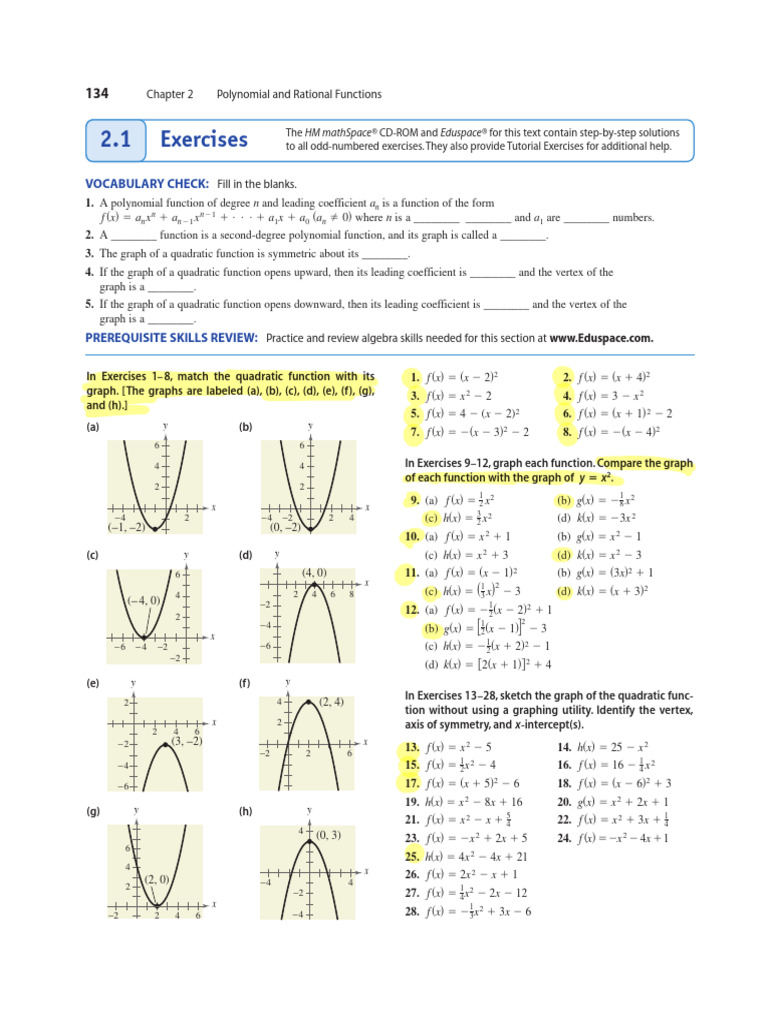 Match Quadratic Functions to Graphs | PDF | Algebra | Mathematics