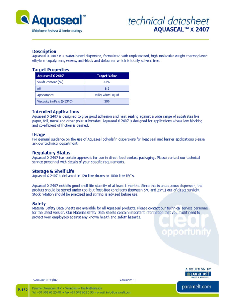 TDS Aquaseal X 2407 - (GB) spv.1 | PDF | Patent Infringement