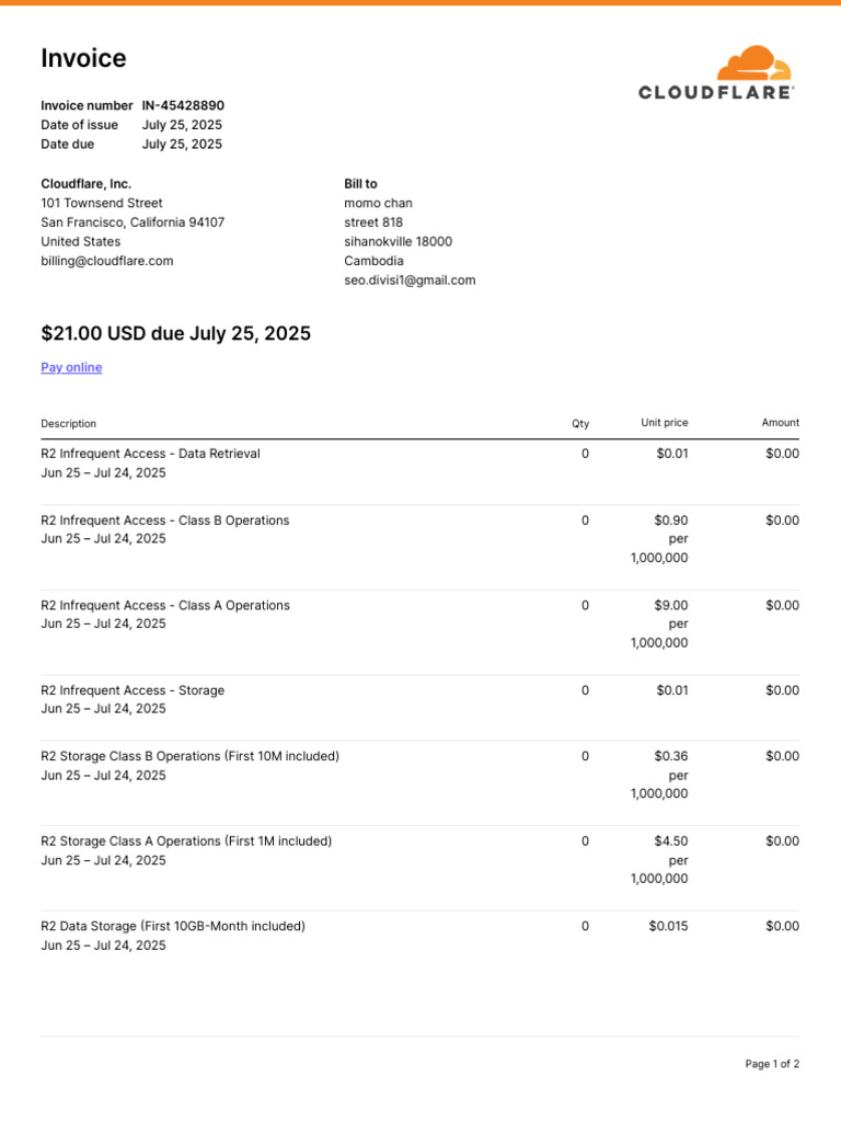 Invoice: $21.00 USD Due July 25, 2025 | PDF | Invoice | Taxes