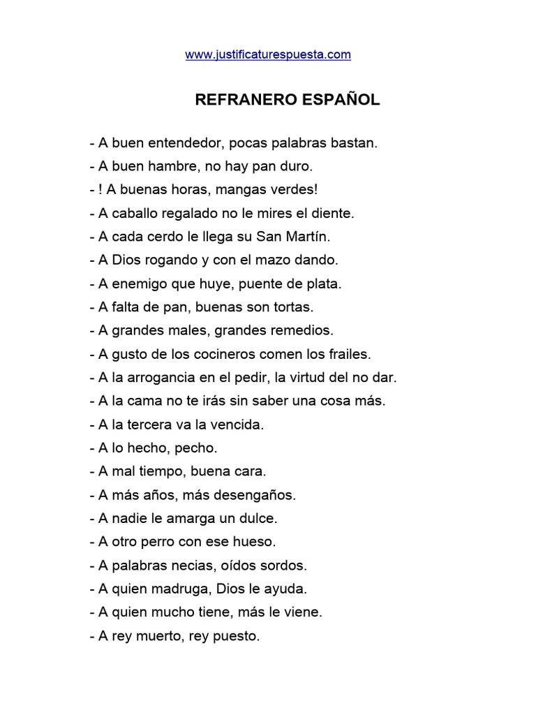 El que mucho se justifica, refrán | PDF
