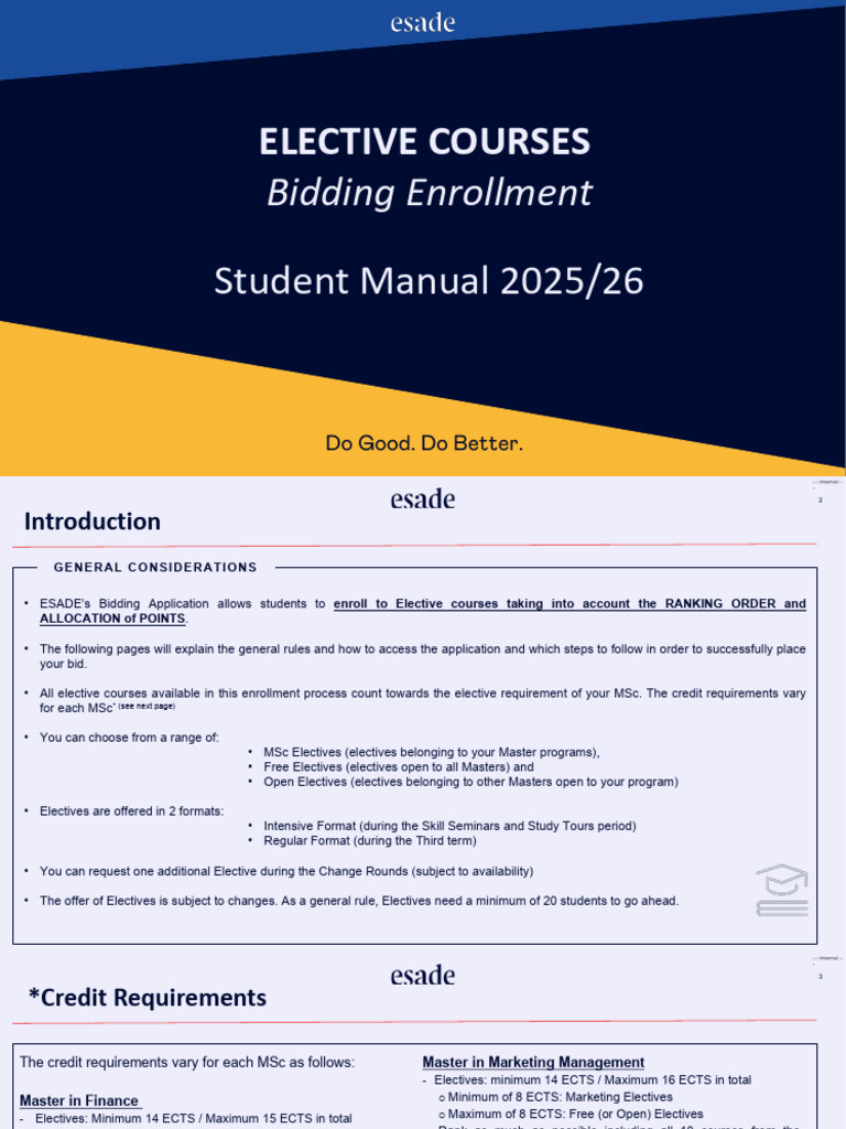 Elective Courses Bidding Guide 2025/26 | PDF | Master Of Science