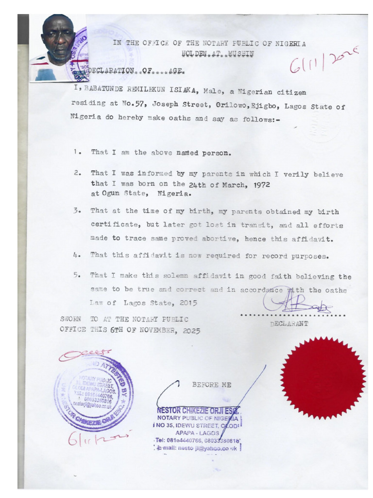 Age of Declaration | PDF