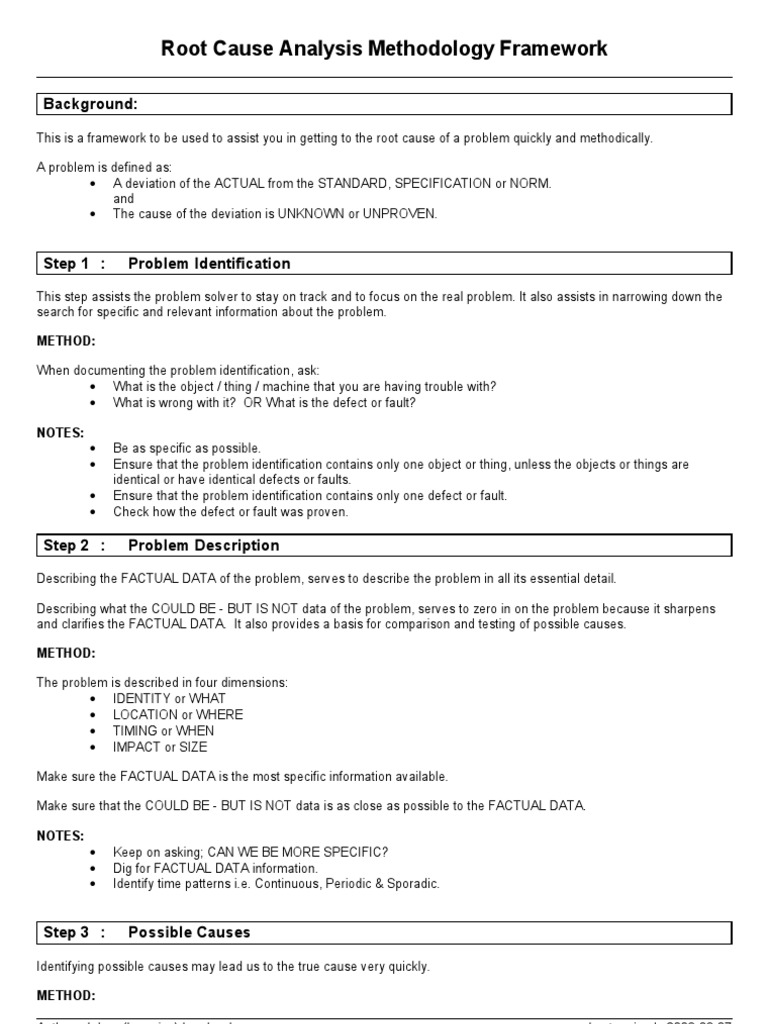 Root Cause Analysis Framework Guide | PDF | Software Development ...