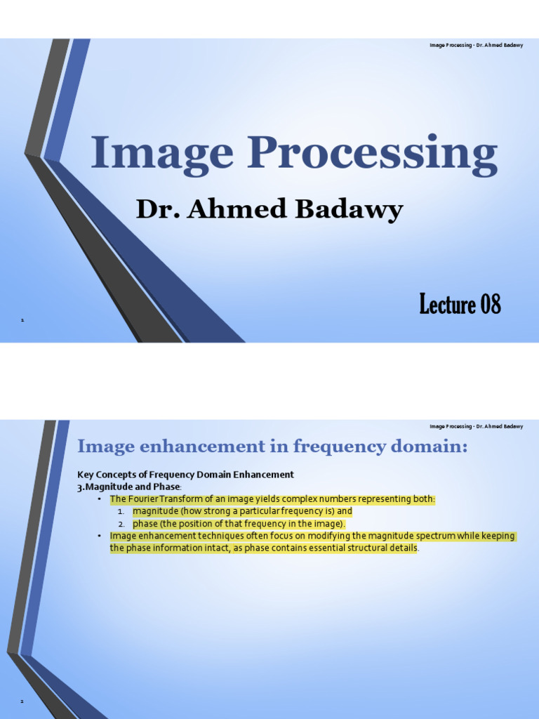 Lecture 8 CSE281 Image Processing Print | PDF | Digital Signal Processing | Multidimensional ...