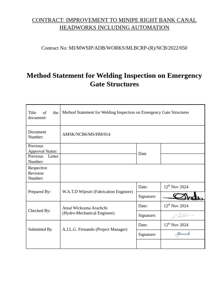 Welding Inspection Method for Emergency Gates | PDF | Nondestructive ...