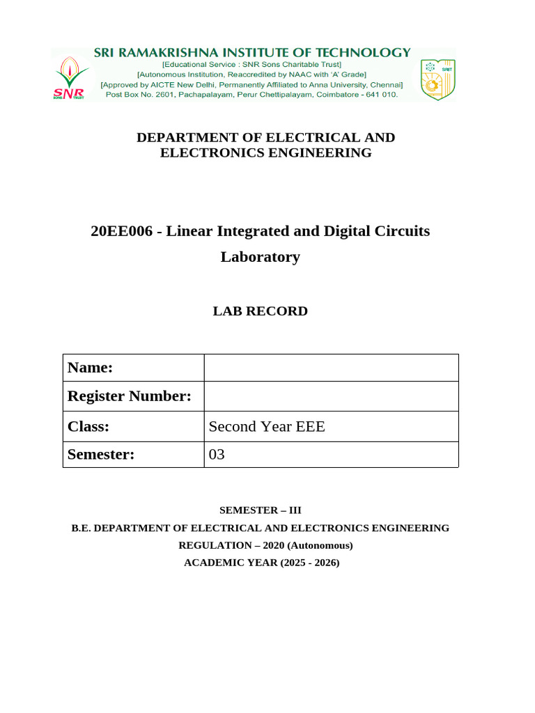 Front Page LIDC Lab Manual | PDF | Operational Amplifier | Electronic Oscillator