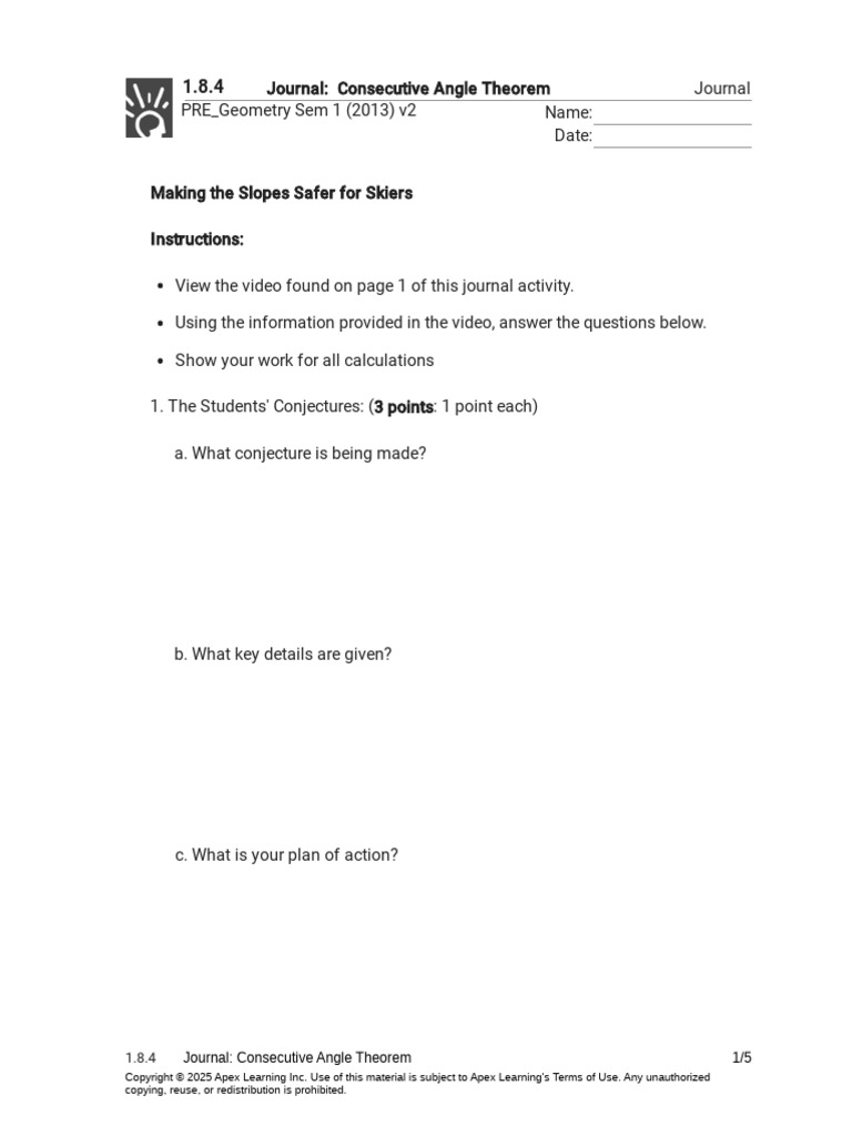Consecutive Angle Theorem Journal | PDF | Elementary Geometry ...