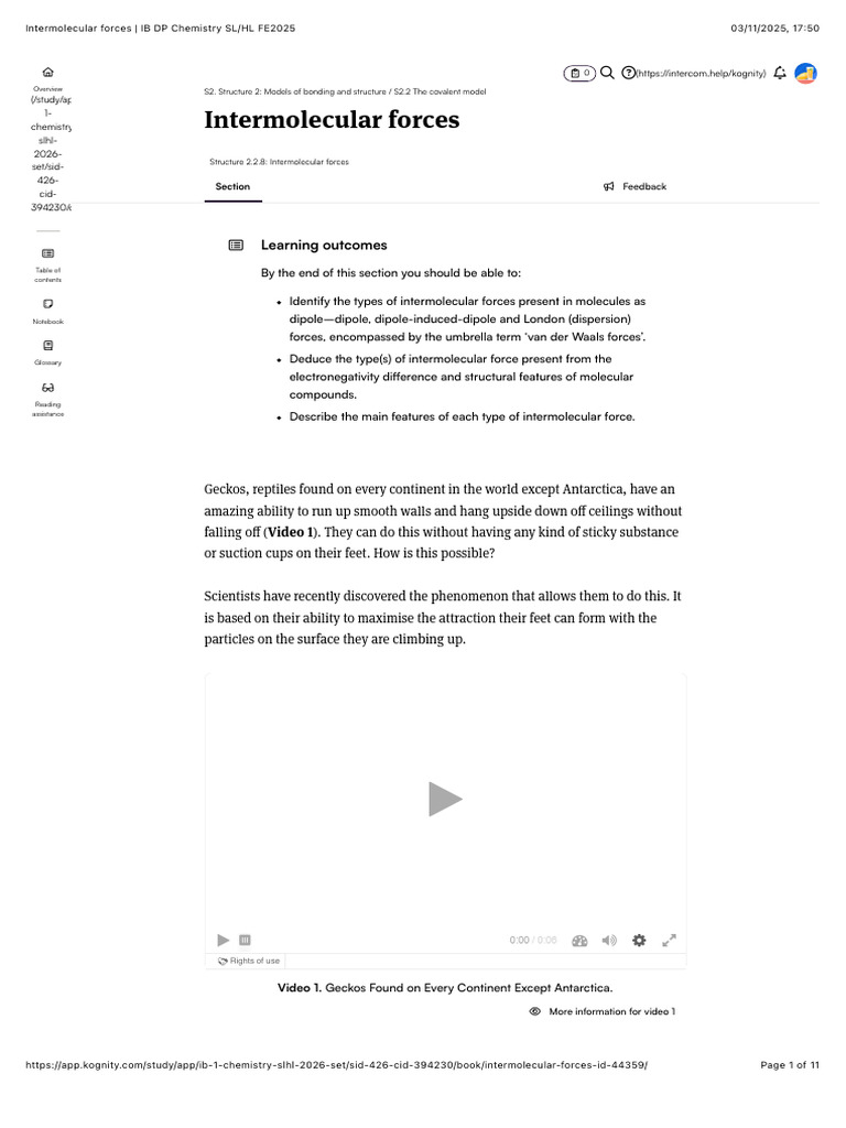 Intermolecular Forces | IB DP Chemistry SL:HL FE2025 | PDF ...