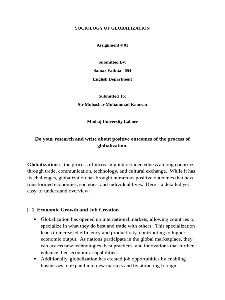 Sociology of Globalization | PDF | Globalization | Poverty