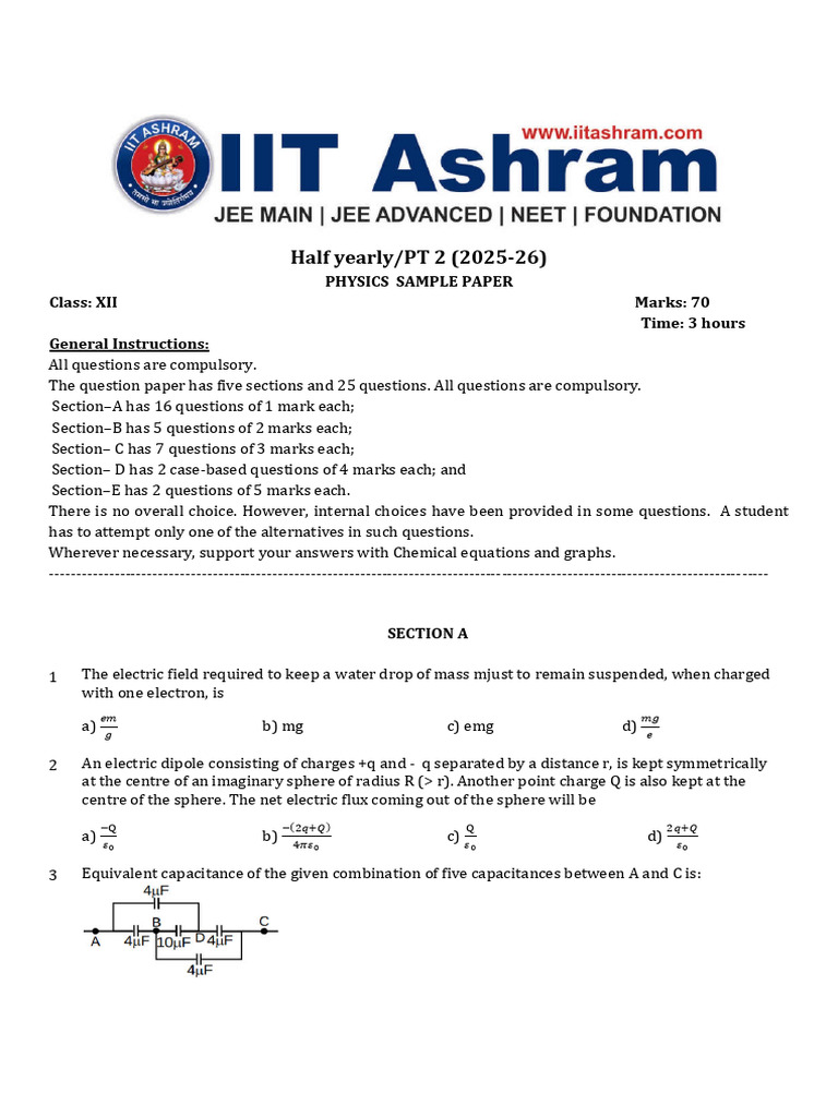 12th Physics Sample Paper_07.09.25 | PDF | Magnetic Field | Inductor