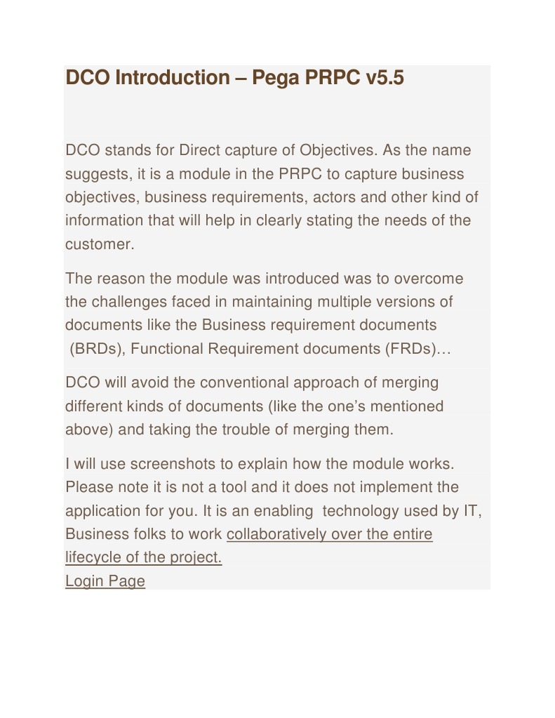 DCO Introduction - Pega PRPC v5.5 | PDF | Application Software | System ...
