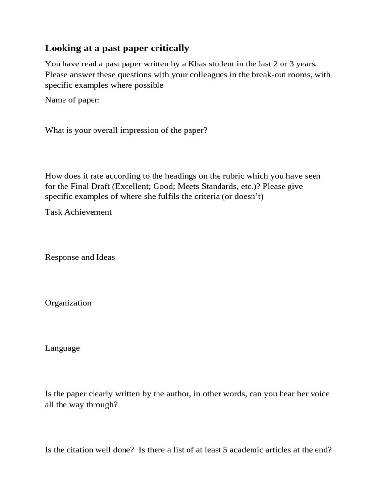 Past Paper Exploration 2022 | PDF